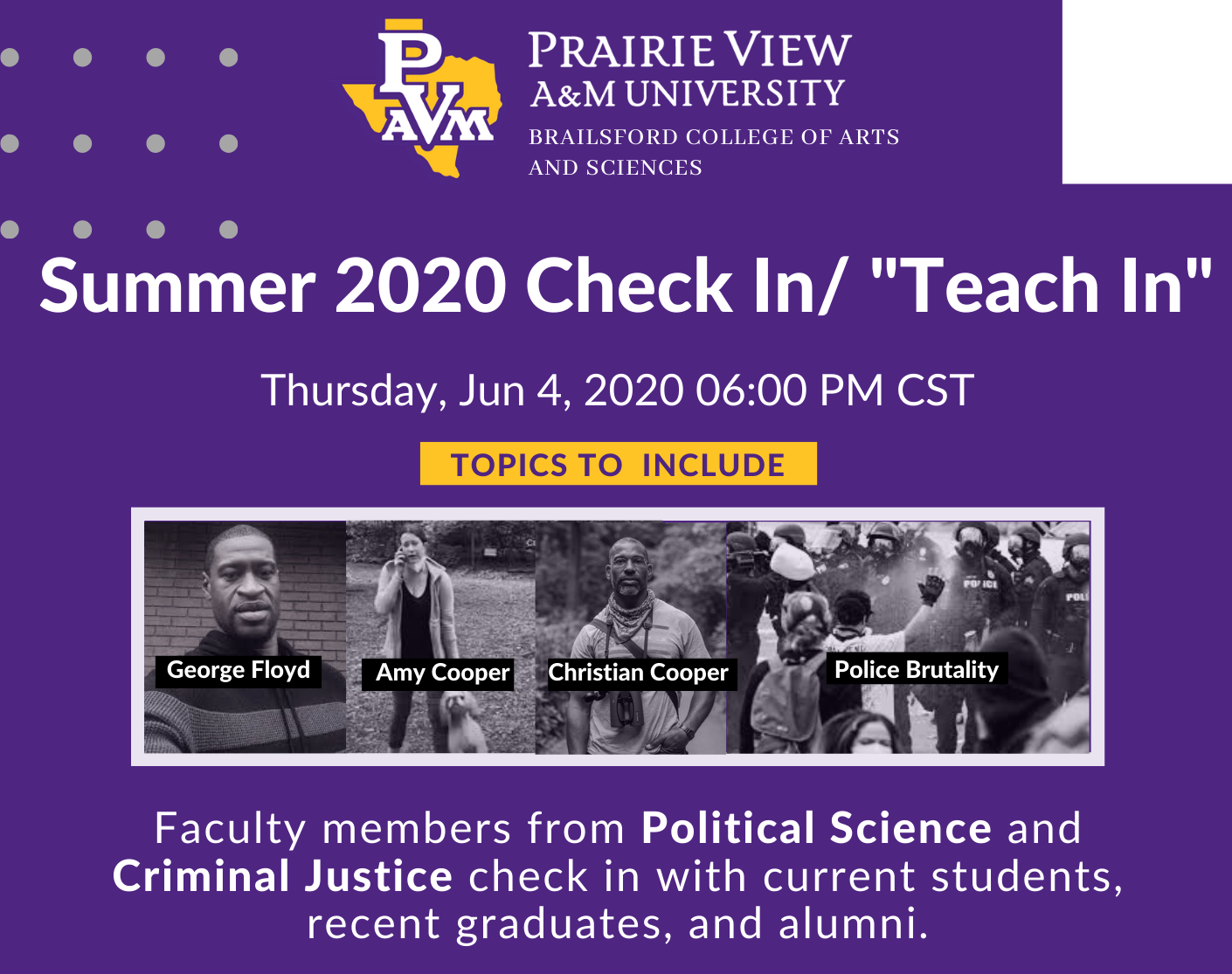 Political Science Program's Summer Check In | PVAMU Home